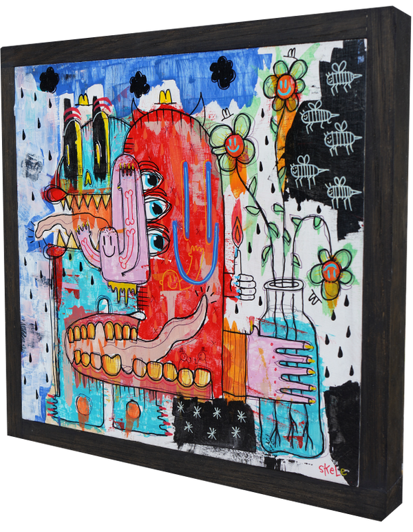 Came for the Flowers - Jeff Skele - 13.5x13.5" - Austin Art Garage