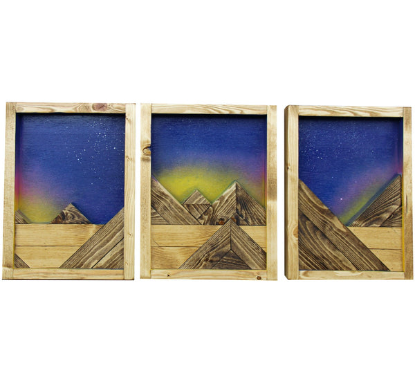 Desert Sunrise Triptych - Raymond Allen - 28.5x12" - Austin Art Garage